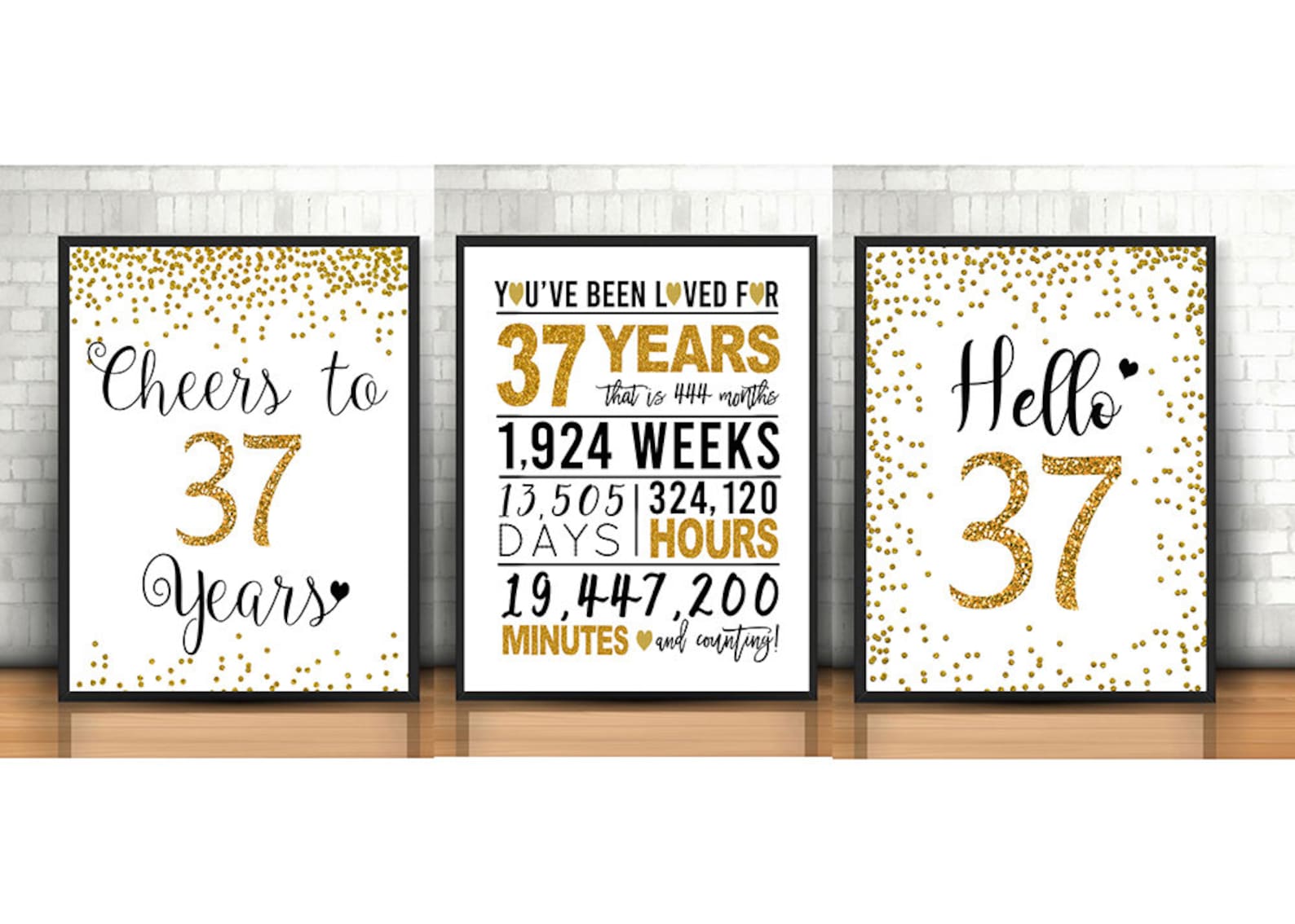 37th Birthday Signs Bundle Cheers to 37 Years Hello 37 - Etsy