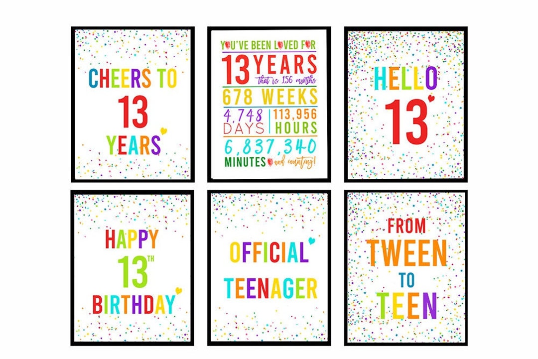 13th Birthday Signs Bundle Cheers to 13 Years Hello 13 - Etsy