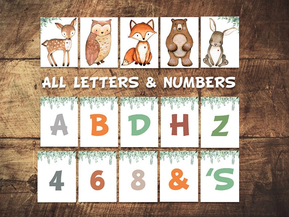 Woodland Theme Alphabet and Numbers, Woodland Classroom Decor, Forest ...