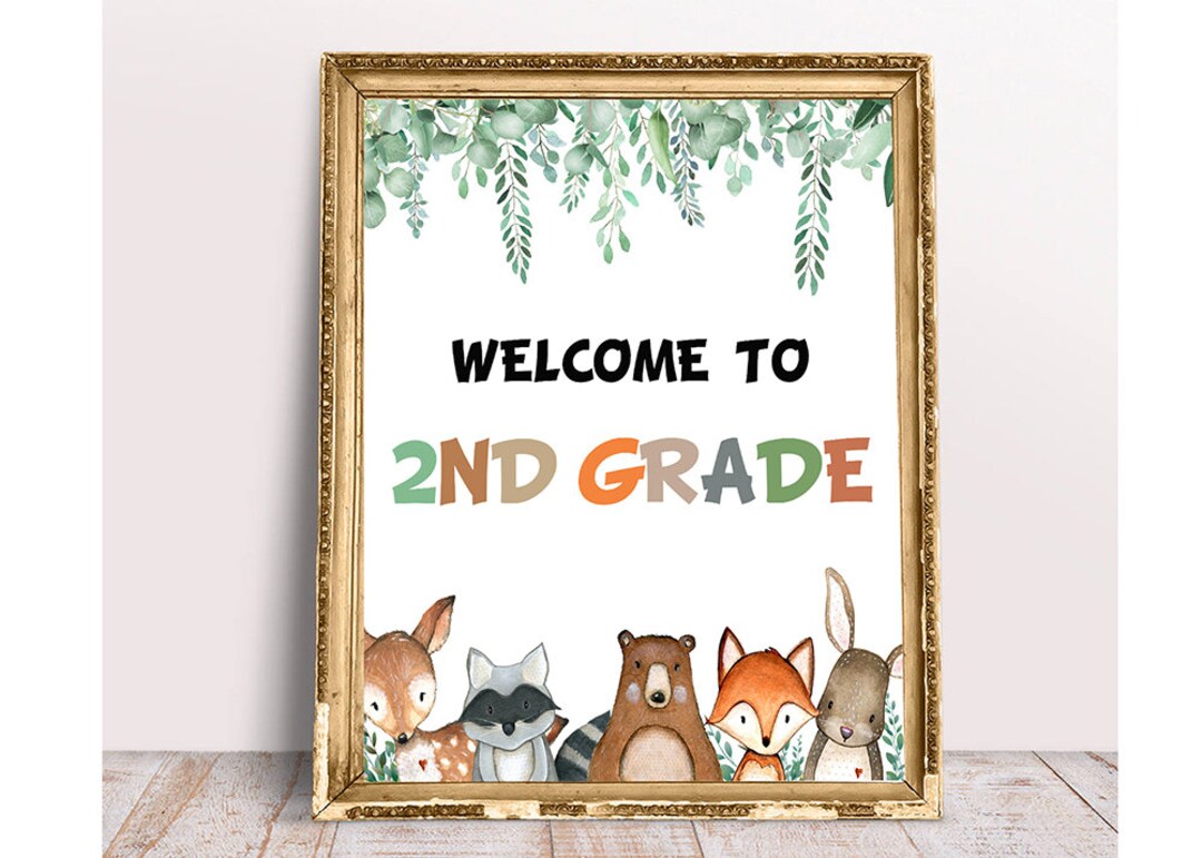 Woodland Welcome to 2nd Grade Sign, 8x10, 16x20, First Grade Teacher ...