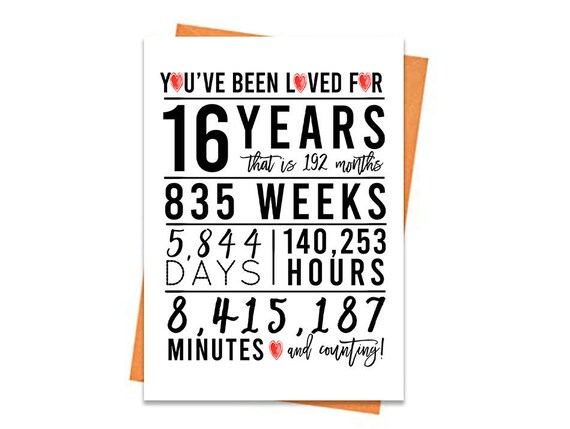 16th Birthday Card Printable Birthday Card 16th Birthday | Etsy UK