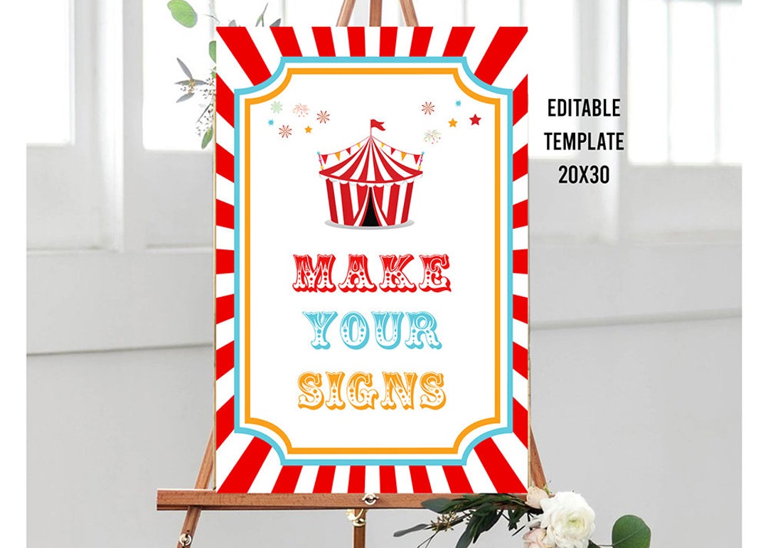 Editable Carnival Party Welcome Sign, Printable Circus Welcome Sign ...