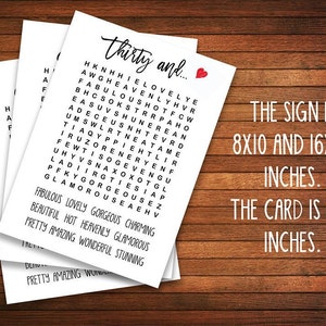 30th Birthday Word Search, 30th Birthday Decor, 30th Birthday Game ...