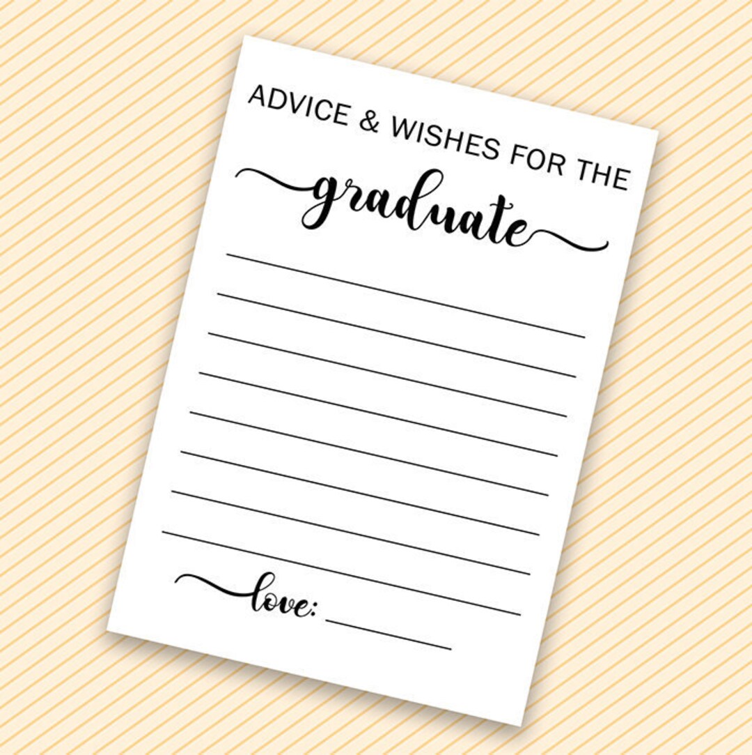 Advice and Wishes for the Graduate Game, Printable Graduation Party ...