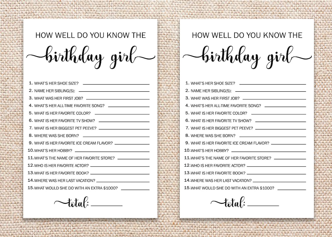 How Well Do You Know the Birthday Girl, Who Knows the Birthday Girl ...