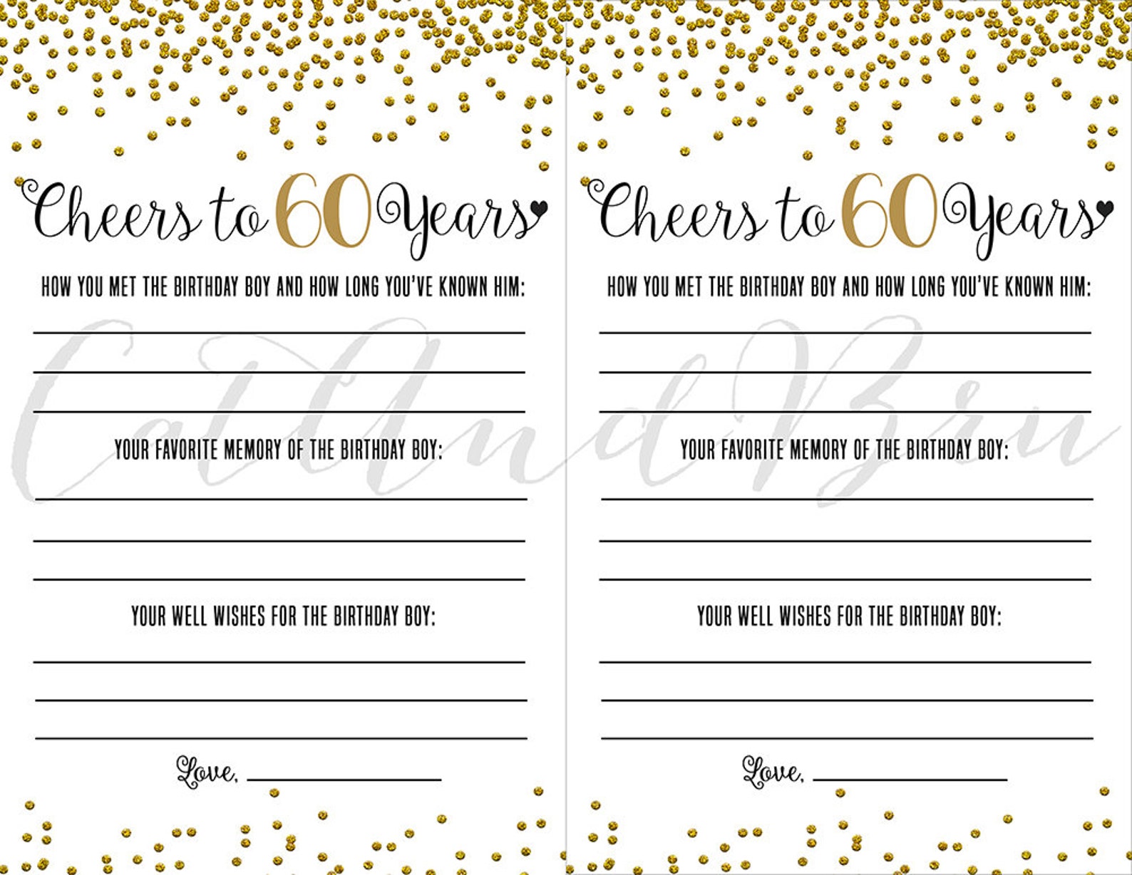 60th Birthday Pack 60th Birthday Game 60th Birthday Activity - Etsy