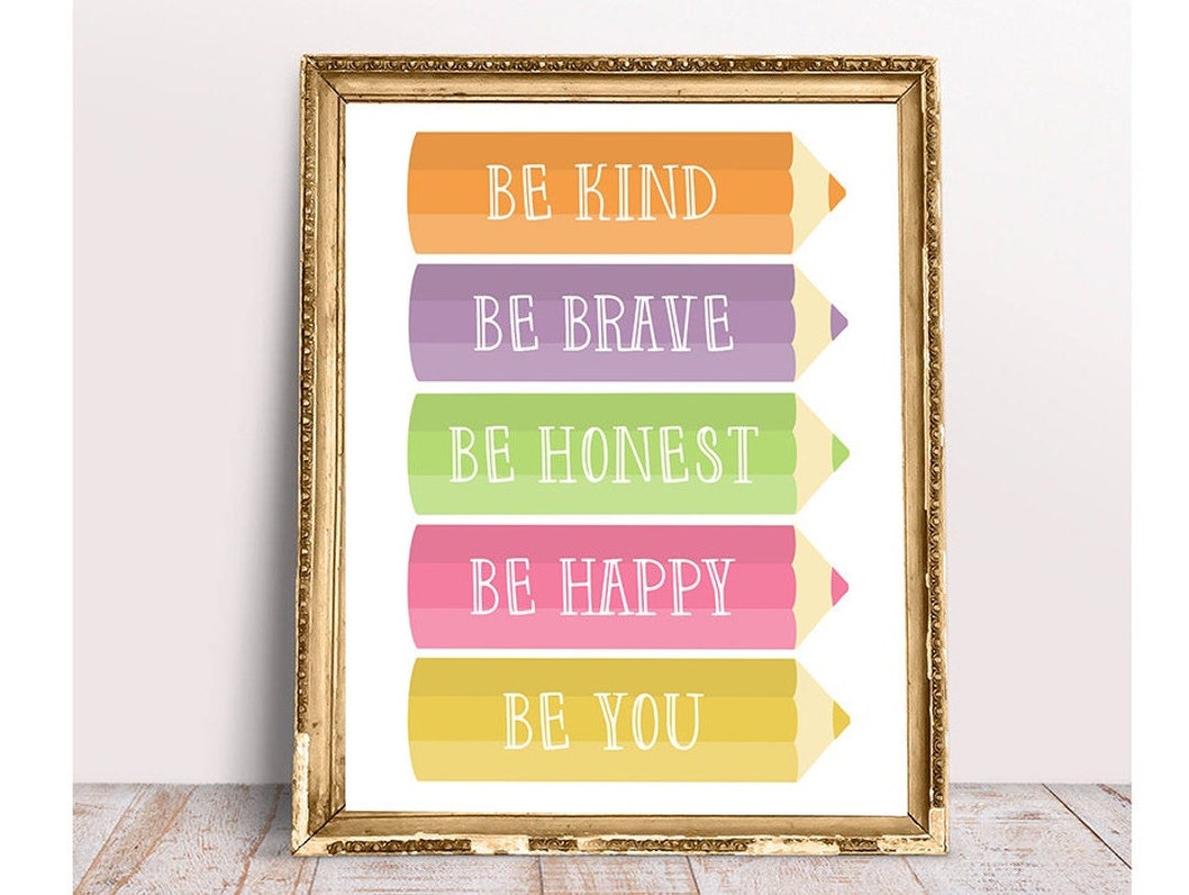 Be Kind, Be Brave, Be You Printable Art, Pastel Classroom Decor, Kids ...