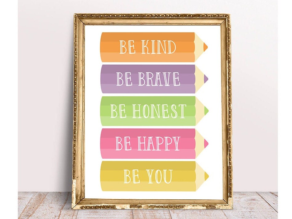 Be Kind, Be Brave, Be You Printable Art, Pastel Classroom Decor, Kids ...
