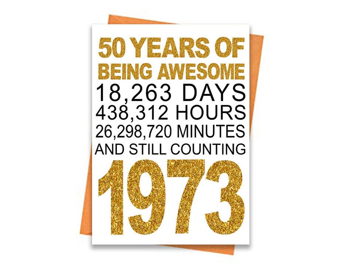 Gold 50th Birthday Card Printable Birthday Card 50th - Etsy
