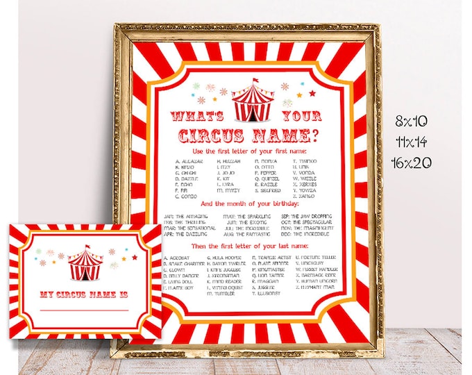 Circus Name Poster - INSTANT DOWNLOAD - 'what's Your Circus Name ...