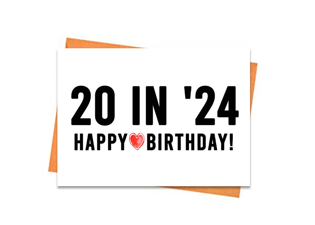 20th Birthday Card, Printable Birthday Card, 20th Birthday Printables ...