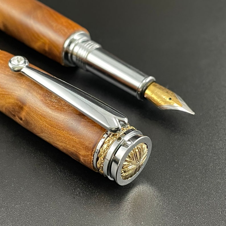 Luxury Thuya Wood Fountain Pen From Morocco With 24k Gold Plated and ...