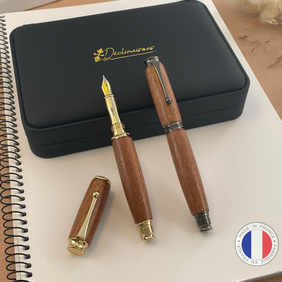 Set of 2 Premium African Mahogany Wood Pens. Handmade in France ...