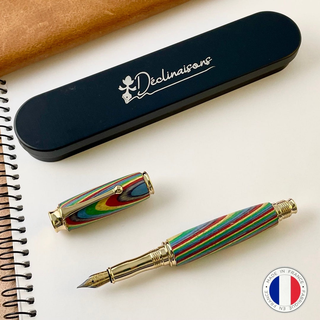 Premium Rainbow Wood Fountain Pen, Handmade in France, Personalized Pen ...