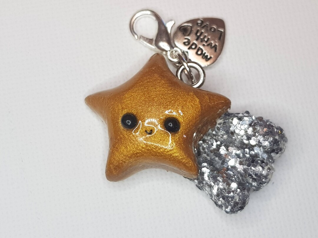 Polymer Clay Shooting Star, Shooting Star Charm, Gold and Silver ...