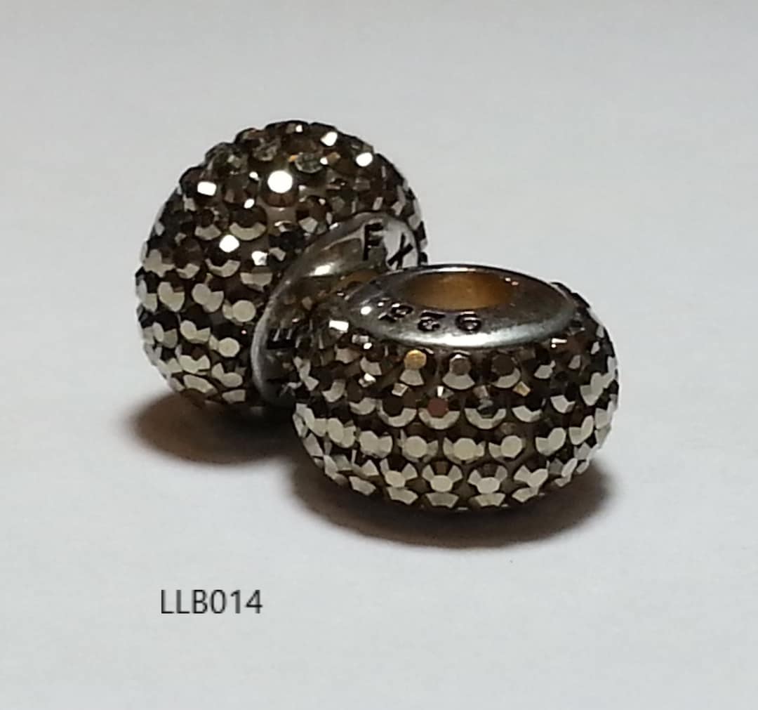 Pandora Style Bead, 2pcs Sterling Silver Pave Beads Made With Bronze ...