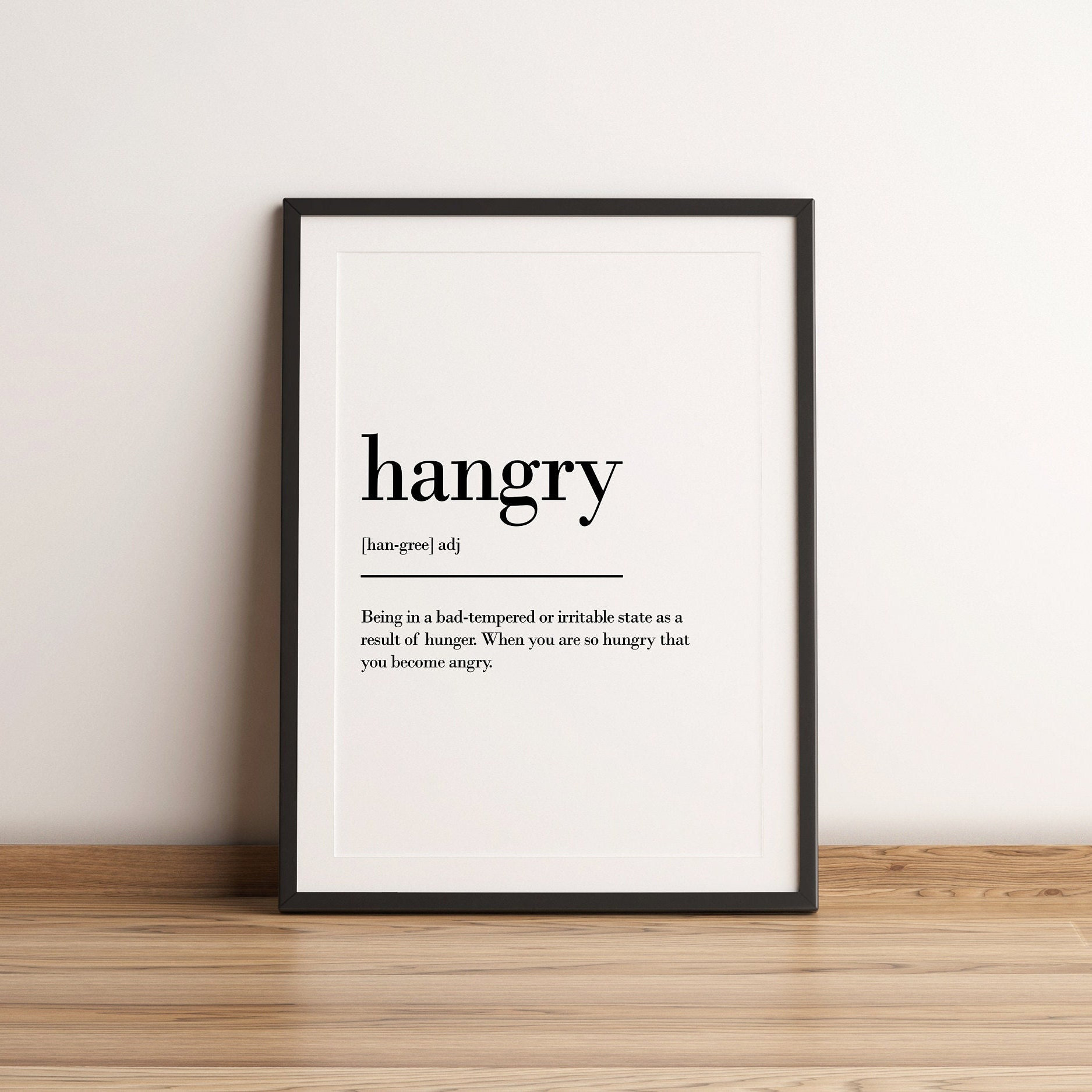 Hangry Definition Print Hangry Quote Poster Kitchen - Etsy