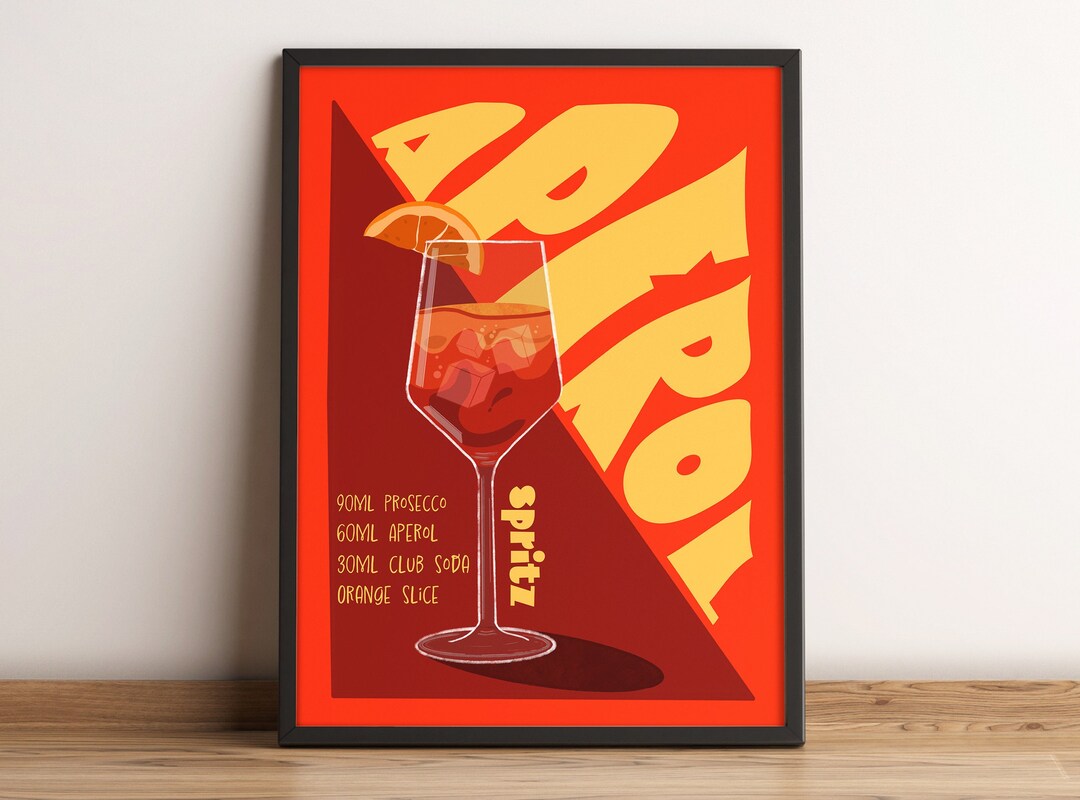 Aperol Spritz Cocktail Print Home Bar Kitchen Retro Alcohol - Etsy