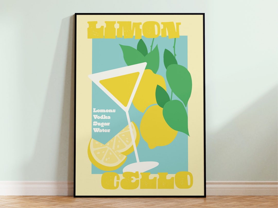 Limon Cello Print, Home Bar Poster, Kitchen Prints, Alcohol Wall Art ...