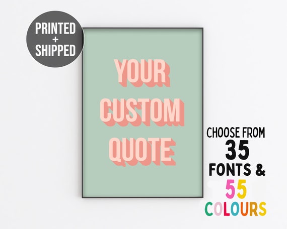 Custom 3D Colour Quote Print Personalised Text Birthday - Etsy
