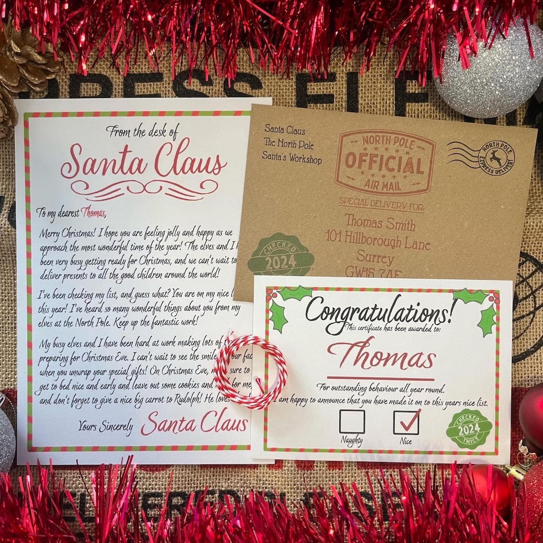 Personalised Letter From Santa Father Christmas Nice List 2024 Custom ...