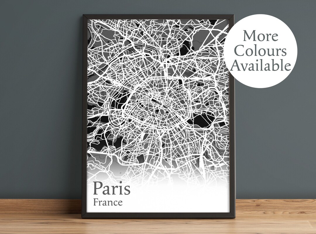 Map of Paris Print, Capital City Poster, Modern Wall Art, Travel Prints ...