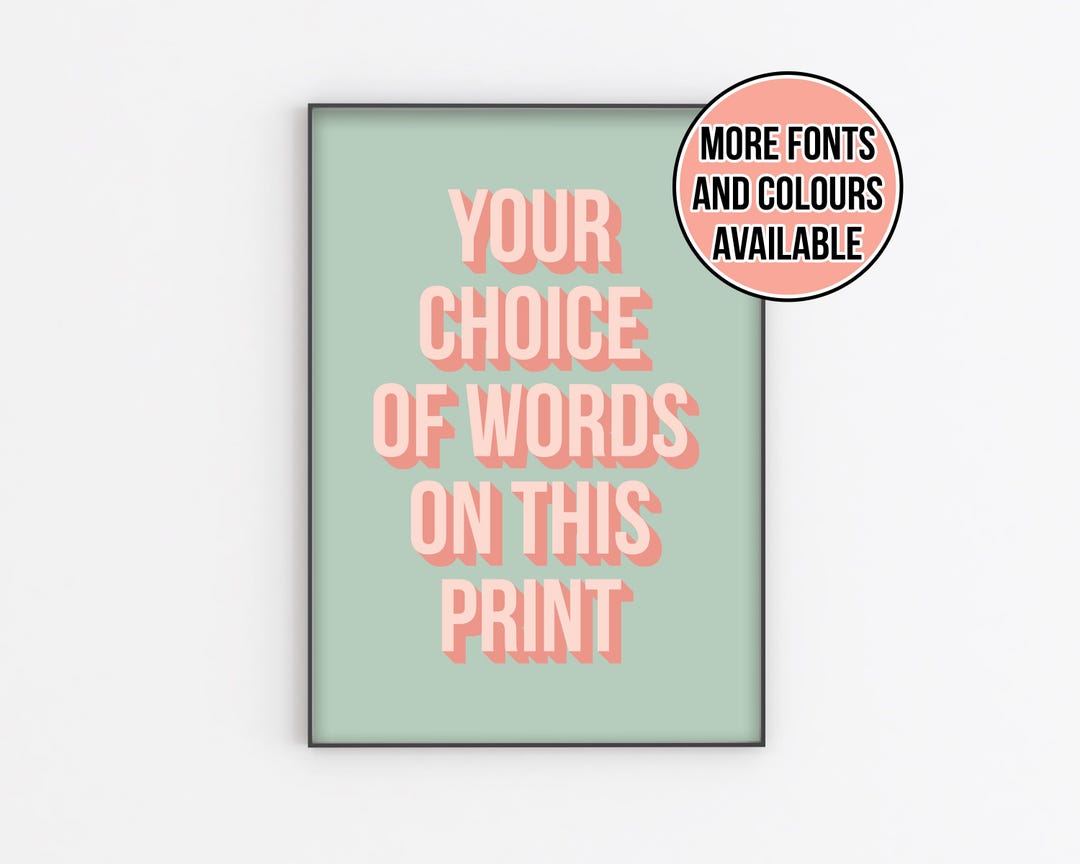 Custom 3D Colour Quote Print, Personalised Text, Birthday Gift ...