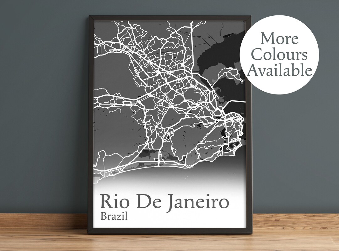 Map of Rio De Janeiro Print, Capital City Poster, Modern Wall Art ...