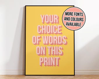 Custom Quote Print, Personalised Text, Anniversary Gift, Typography ...