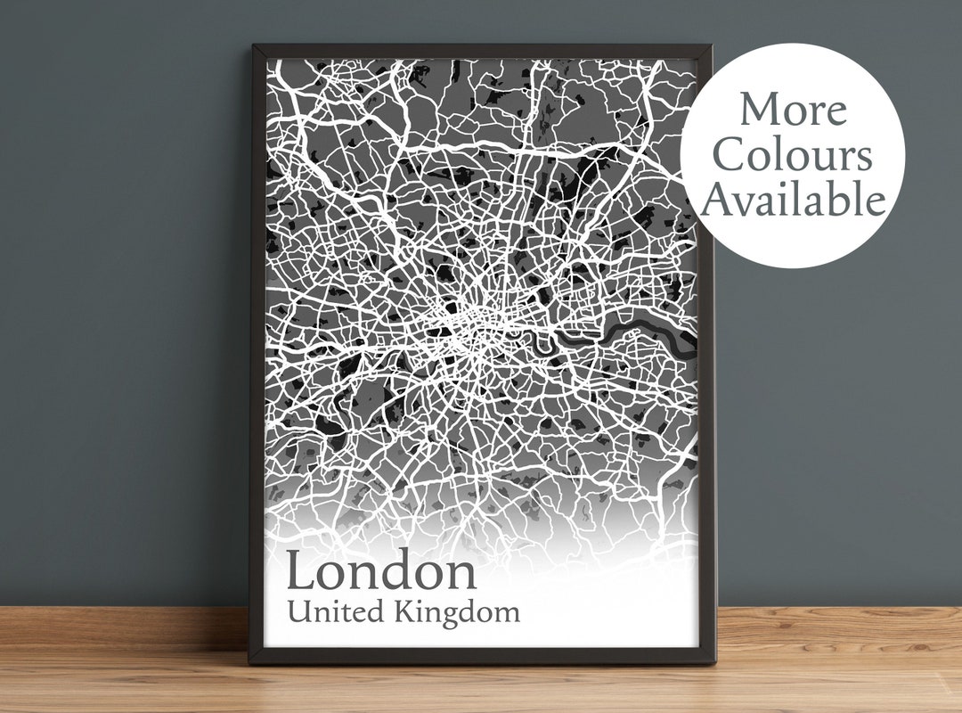 Map of London Print, Capital City Poster, Modern Wall Art, Travel ...