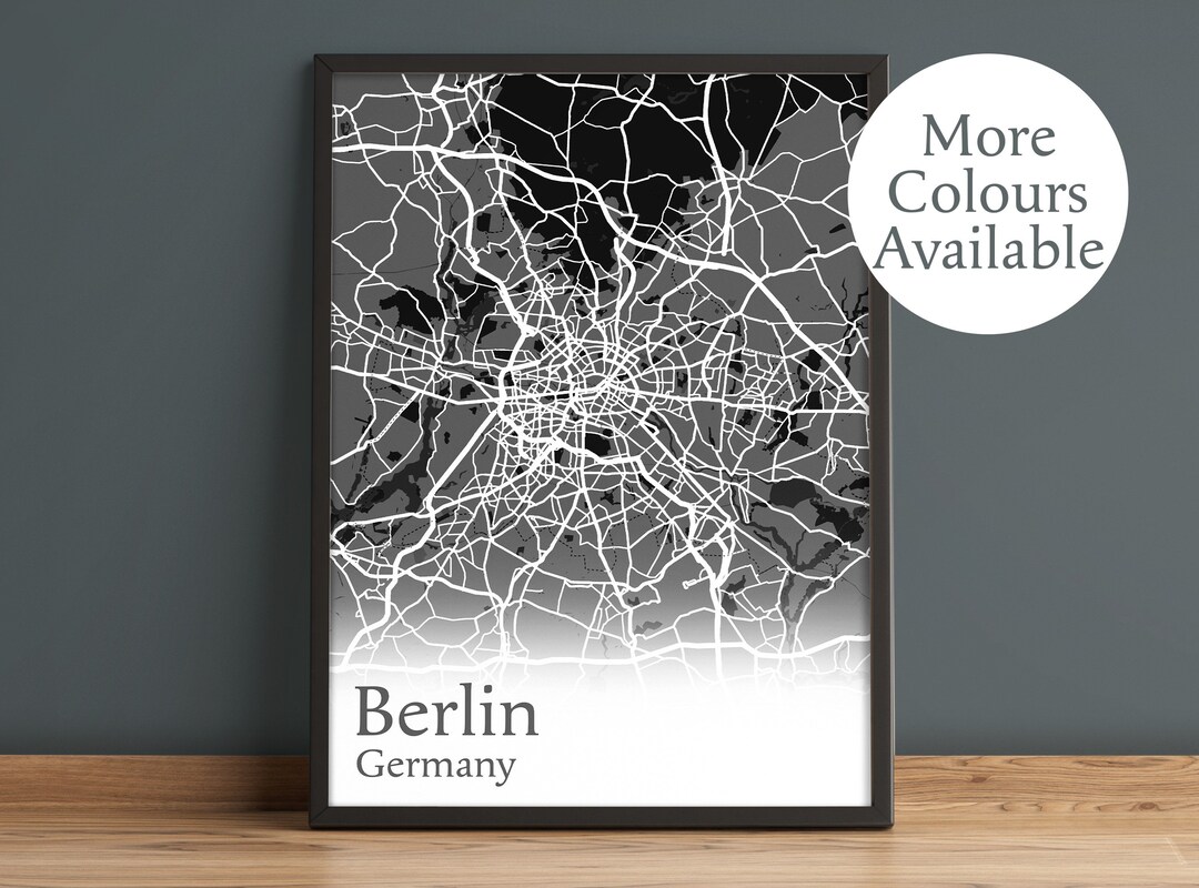 Map of Berlin Print, Capital City Poster, Modern Wall Art, Travel ...