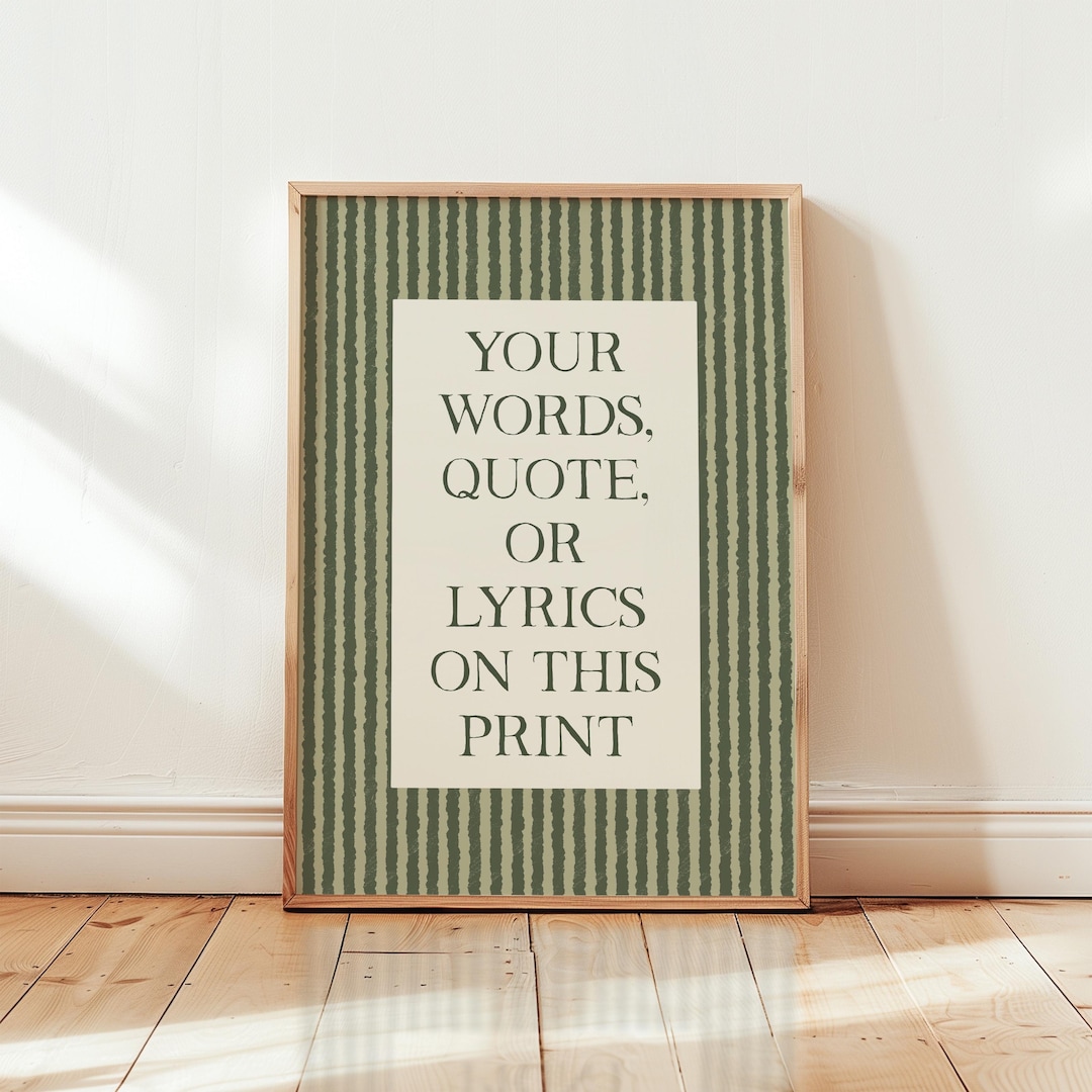 Custom Quote Print, Text Wall Art, Personalised Gift, Striped Print ...