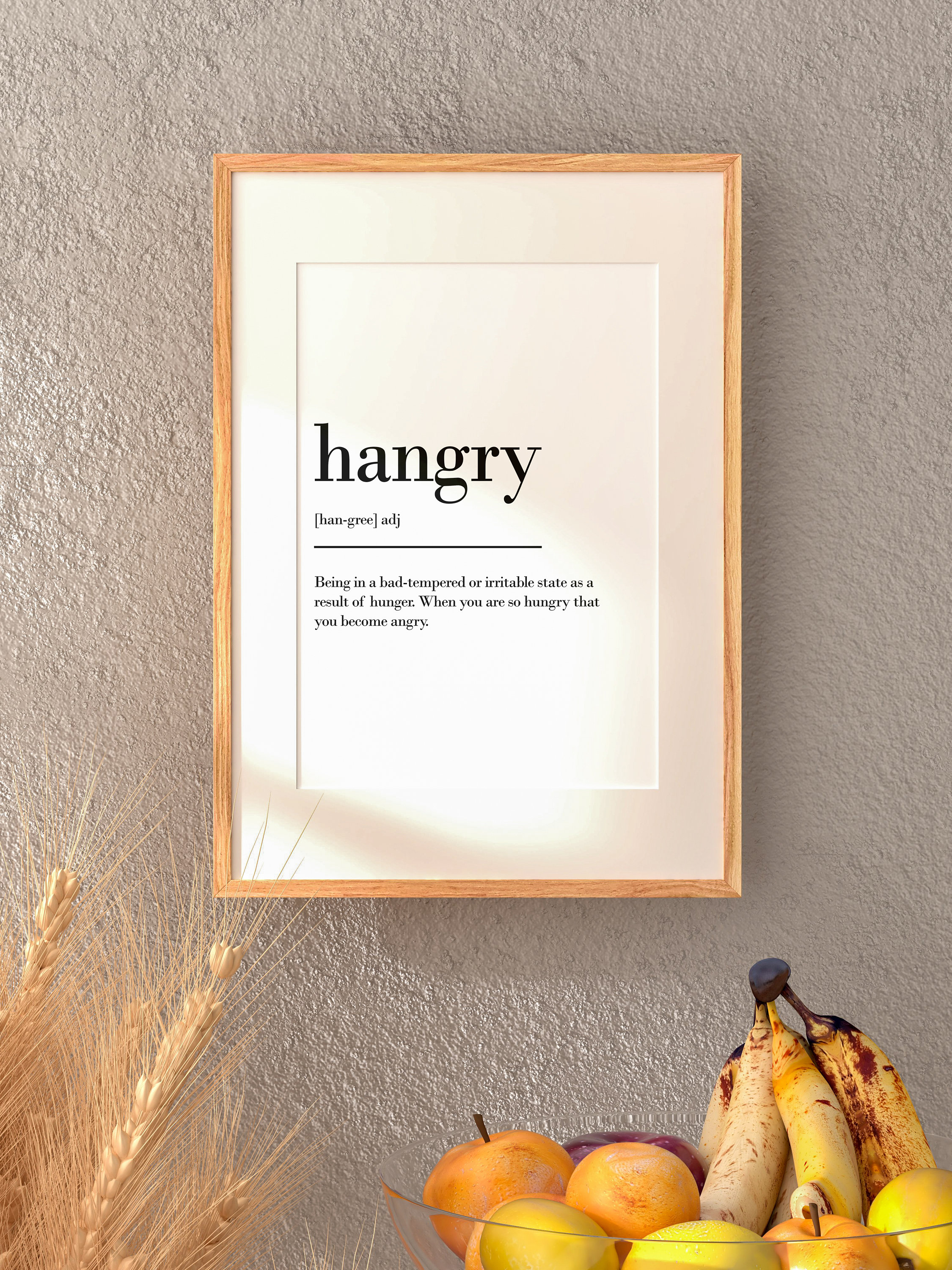 Hangry Definition Print Hangry Quote Poster Kitchen - Etsy