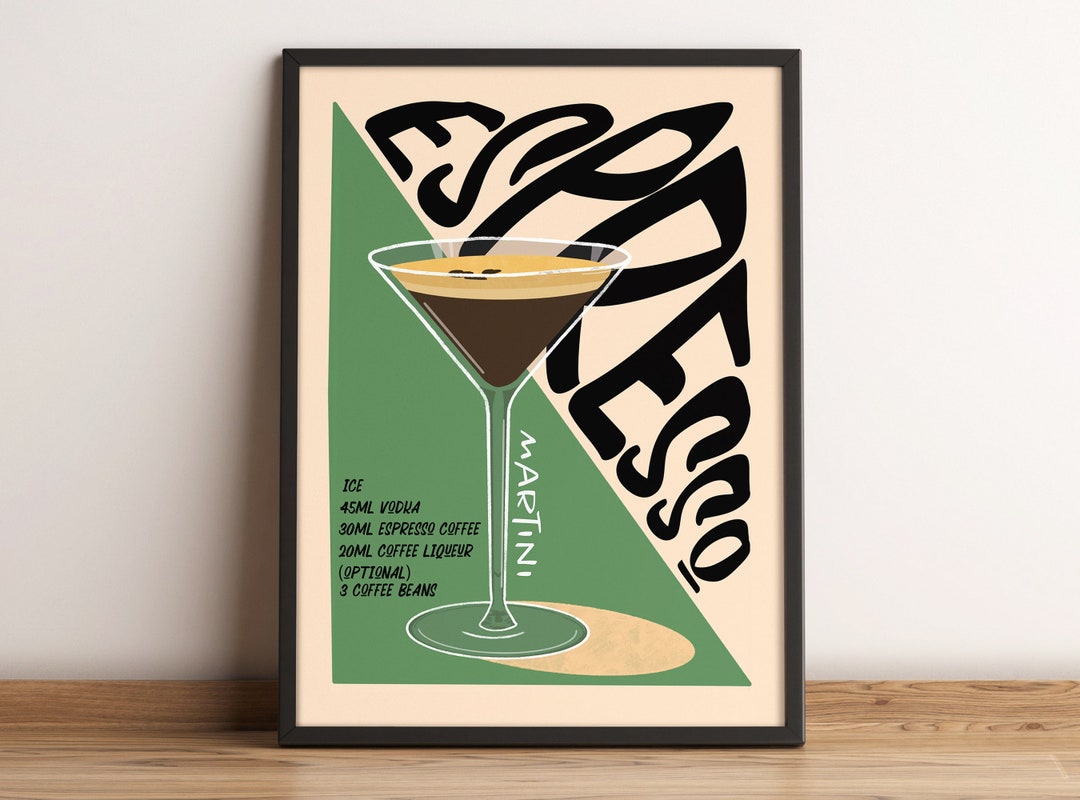 Espresso Martini Cocktail Print Home Bar Kitchen Retro - Etsy