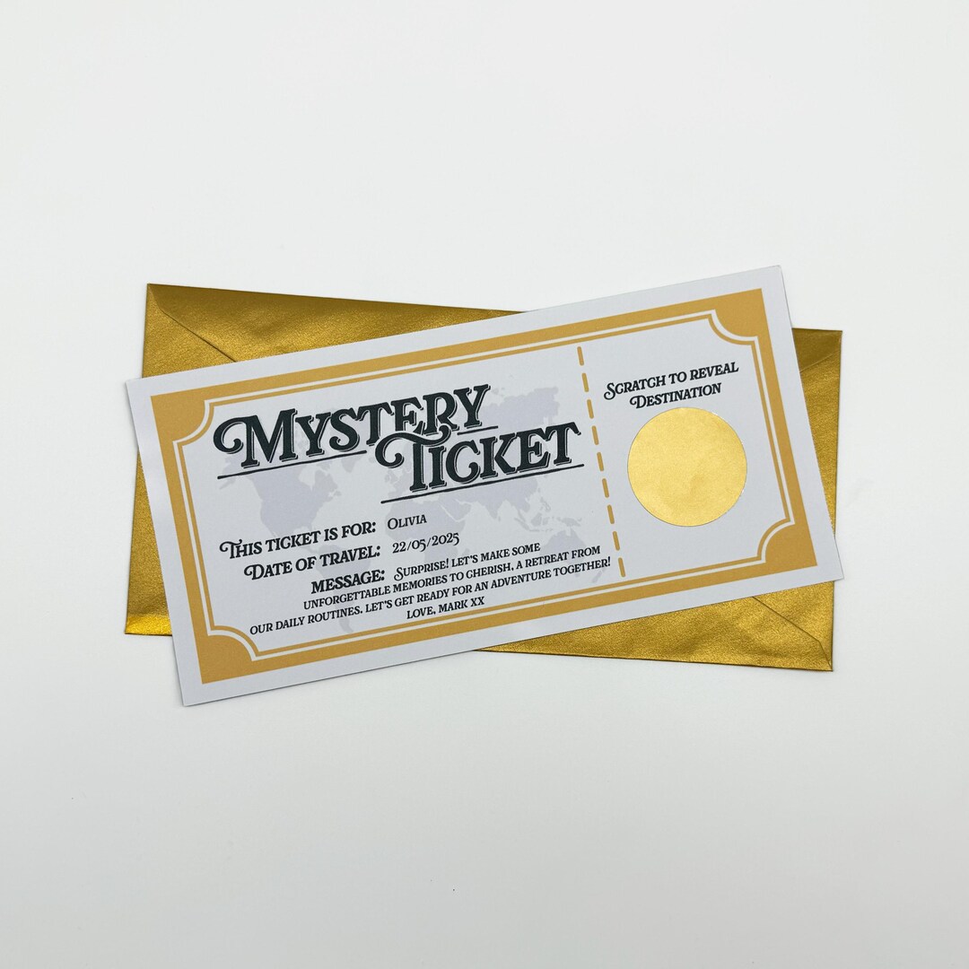 Personalised Scratch off Travel Ticket, Surprise Holiday Reveal, Custom ...