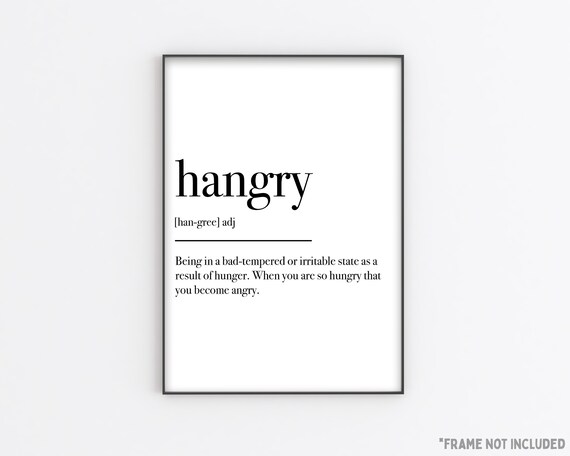 Hangry Definition Print Hangry Quote Poster Kitchen | Etsy