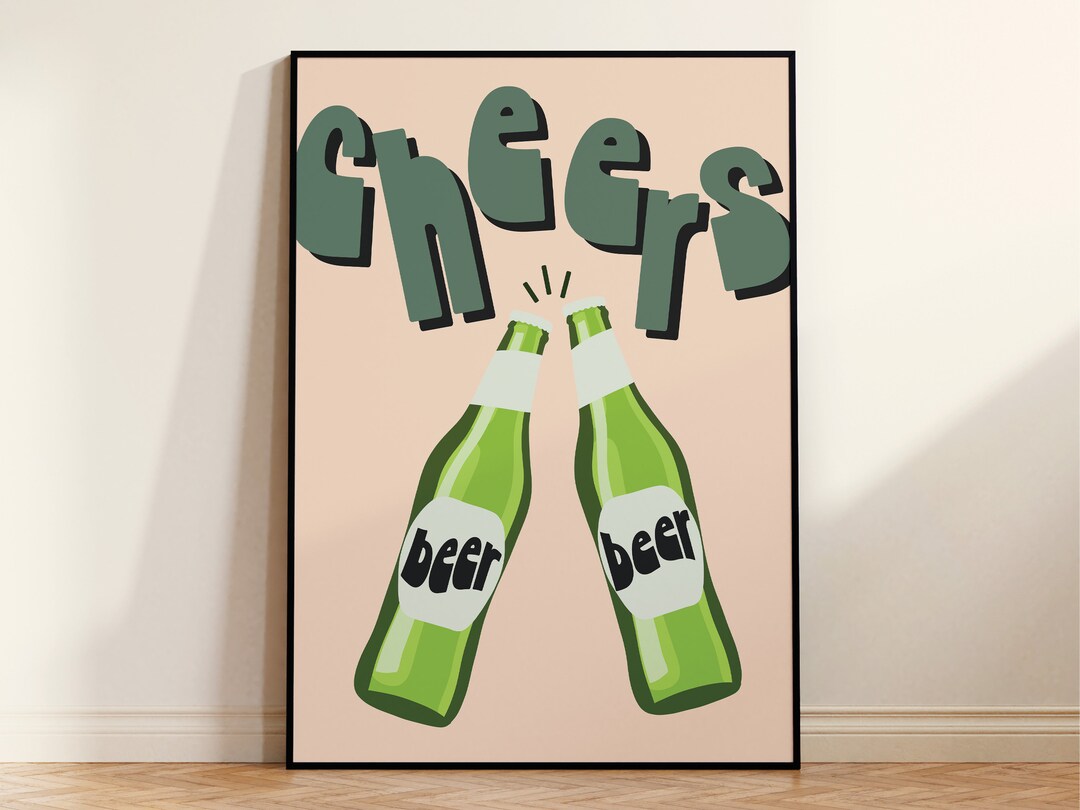 Beer Wall Art, Home Bar Poster Print, Kitchen Decor, Retro Alcohol Gift ...
