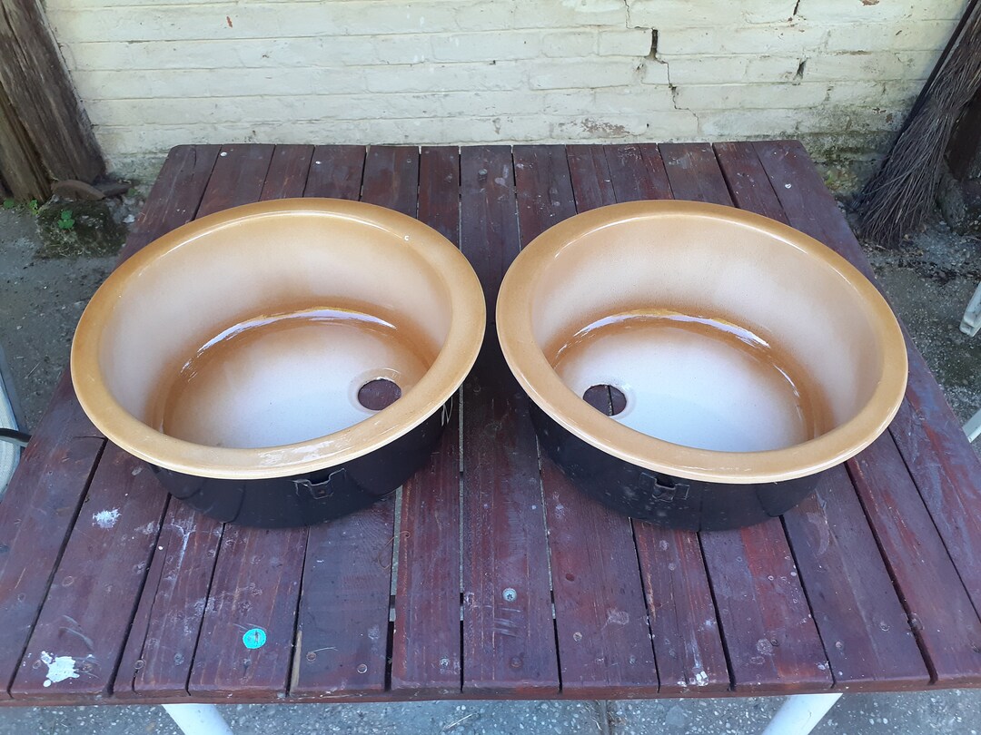 Pair of Identical Built-in Enamel Sink, Enamel Kitchen Sinks, Build-in ...
