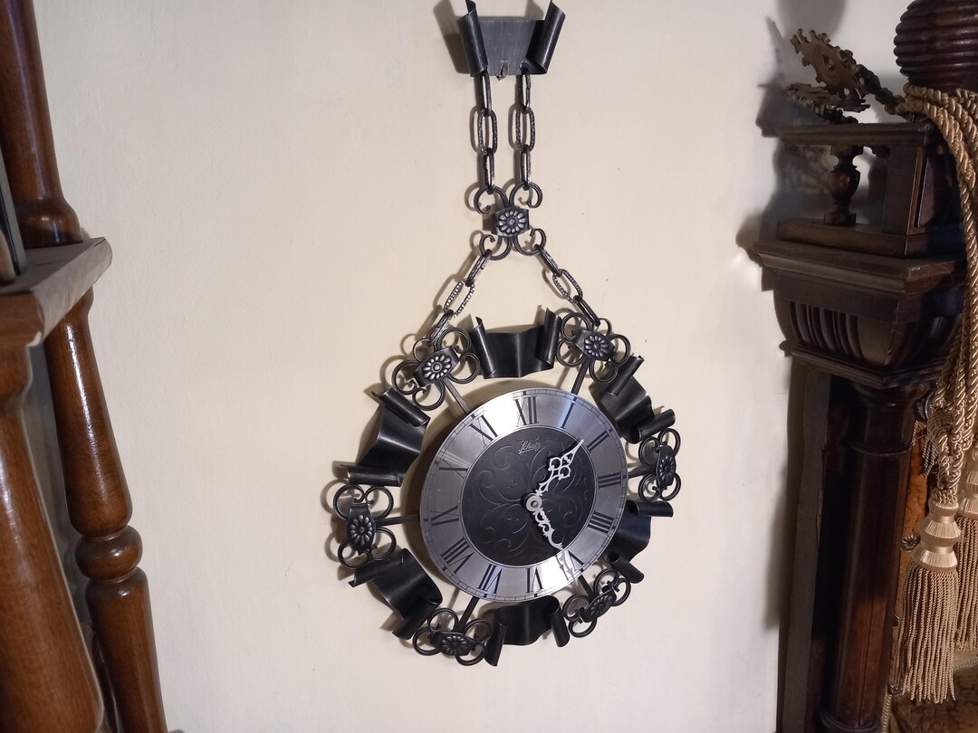 Wrought Iron SCHATZ Wall Clock, Vintage German Quartz Clock, Rustic ...