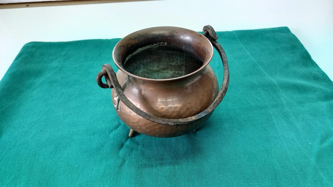 Vintage Hammered Copper Pot, Footed Copper Planter, Witch Spell ...