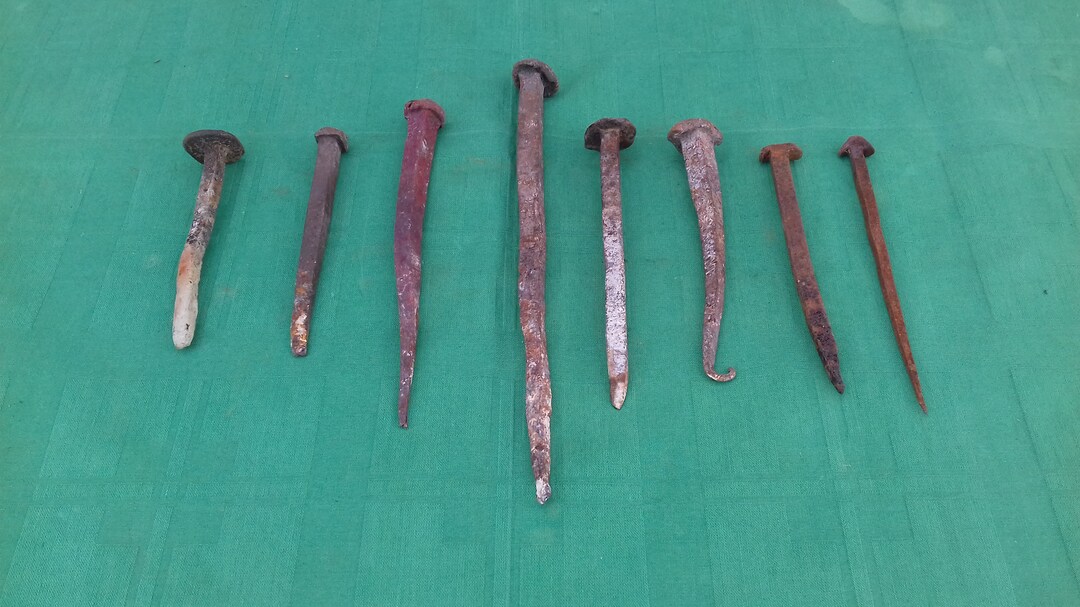 Set of 8 Antique Metal Barn Nails - Rustic Heavy Metal Spikes for ...