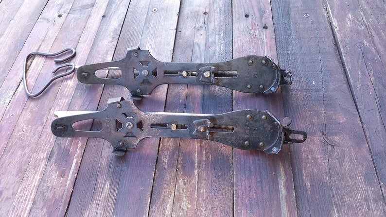 Metal Ice Skates, Pair of Vintage Adjustable Ice Skates Made by MERKUR ...