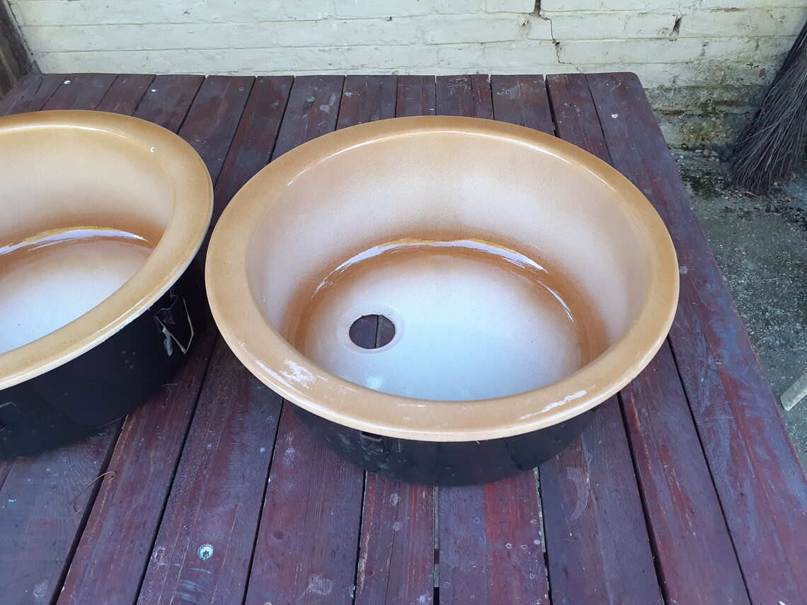 Pair of Identical Built-in Enamel Sink, Enamel Kitchen Sinks, Build-in ...