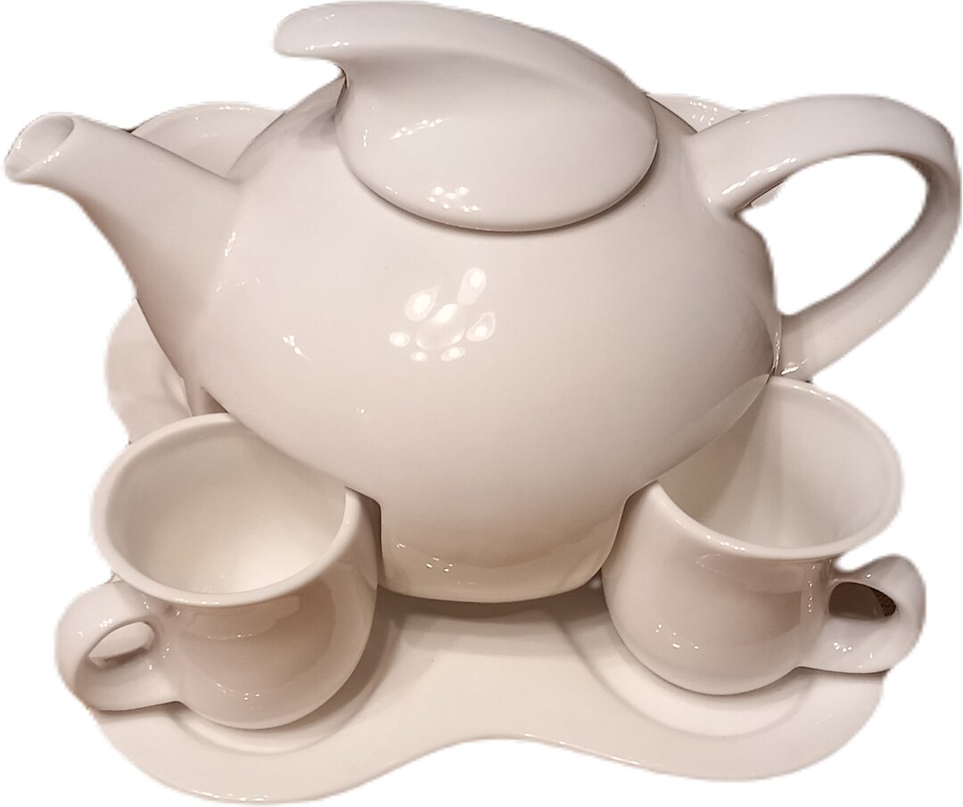 White Ceramic Nesting Tea Set. Similar to Captain Picard's - Etsy