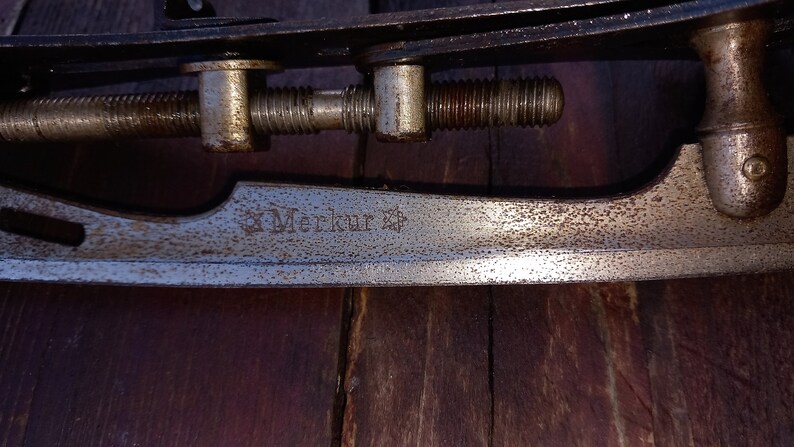 Metal Ice Skates, Pair of Vintage Adjustable Ice Skates Made by MERKUR ...