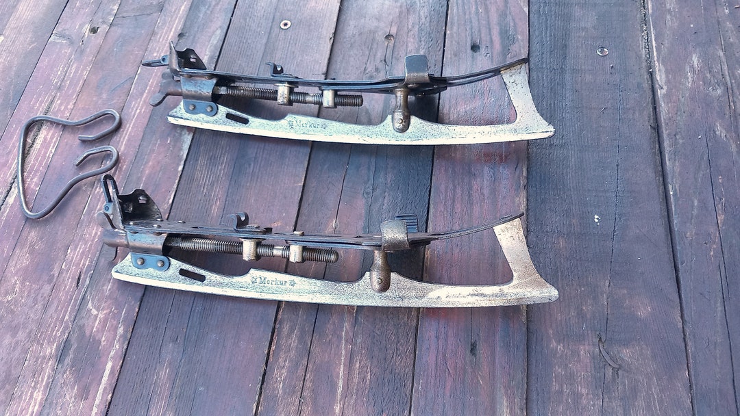 Metal Ice Skates, Pair of Vintage Adjustable Ice Skates Made by MERKUR ...