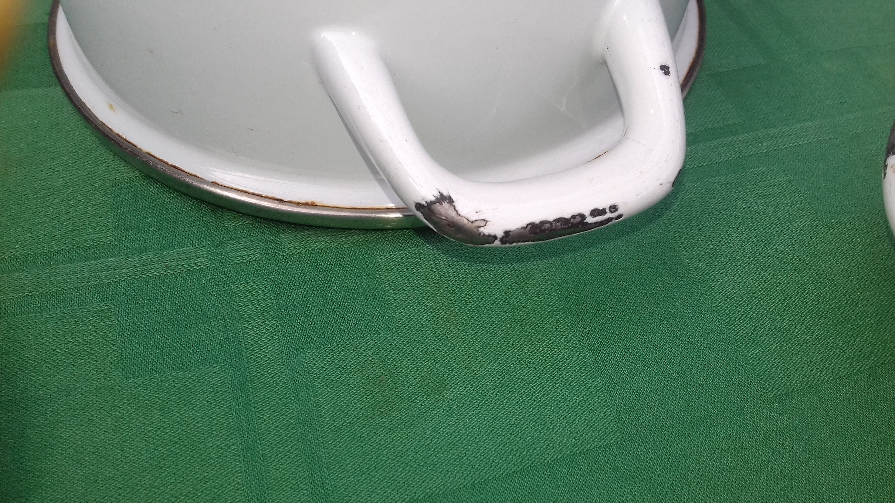 Nesting Pot Set, Vintage Enamel Nesting Pot Set, Enamel Pots, White ...