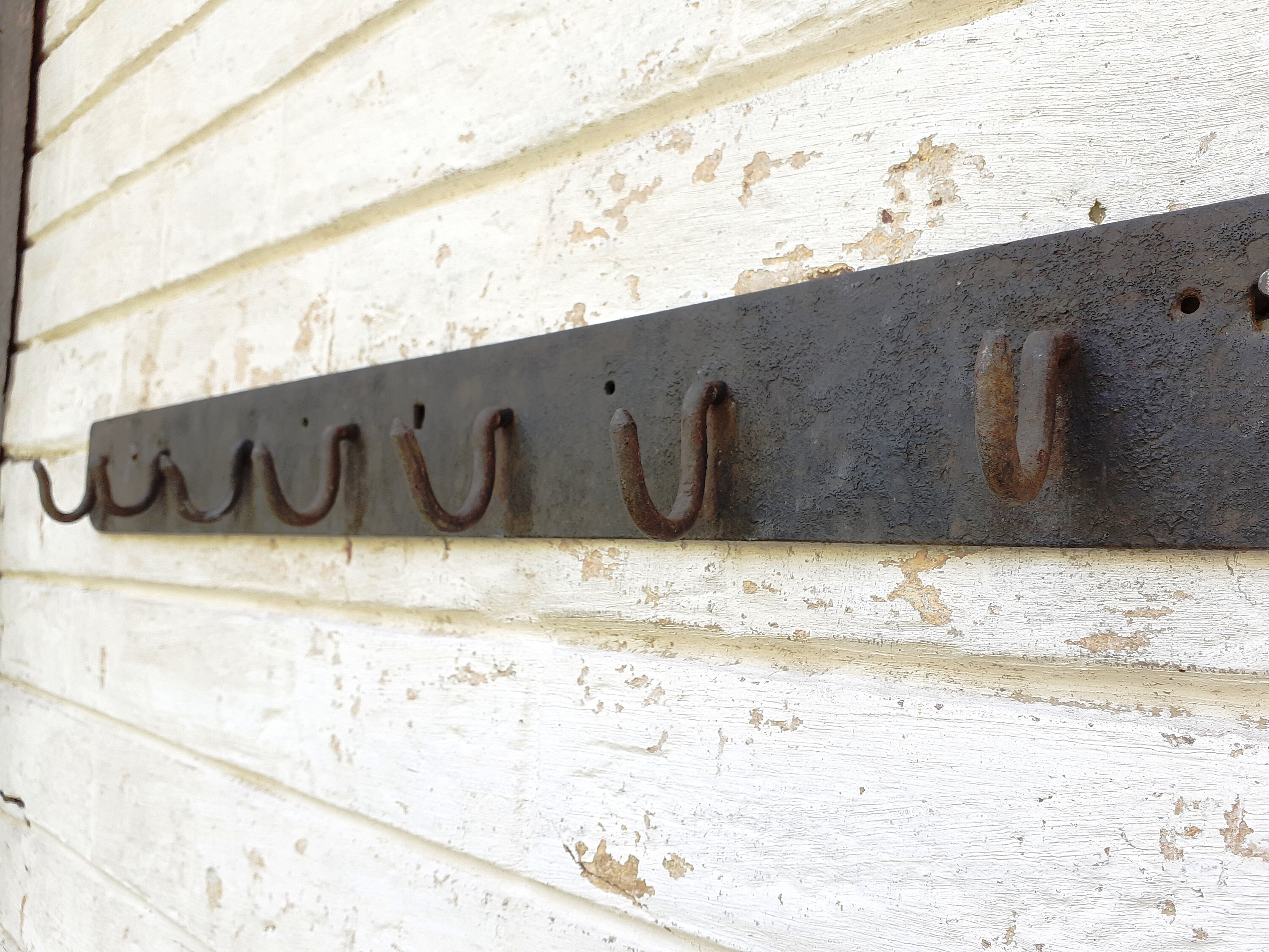 Vintage metal barn hanger, hand forged iron rack, rusty hand forged ...