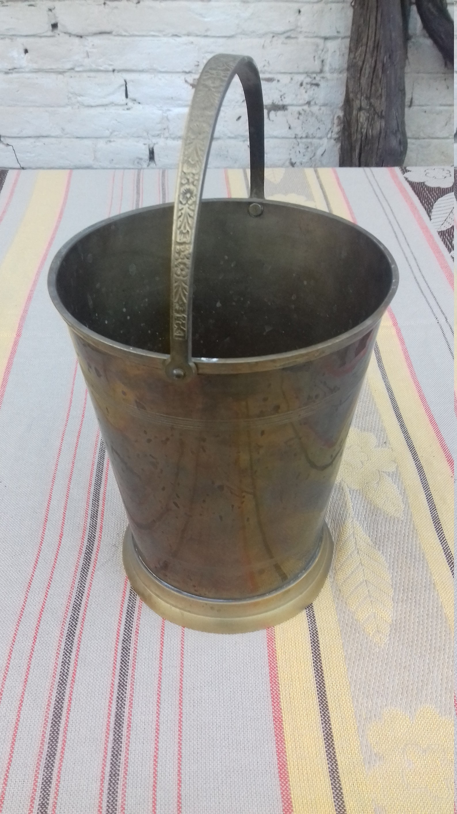 Brass Bucketvintage Weathered Brass Bucket With Ornamental | Etsy