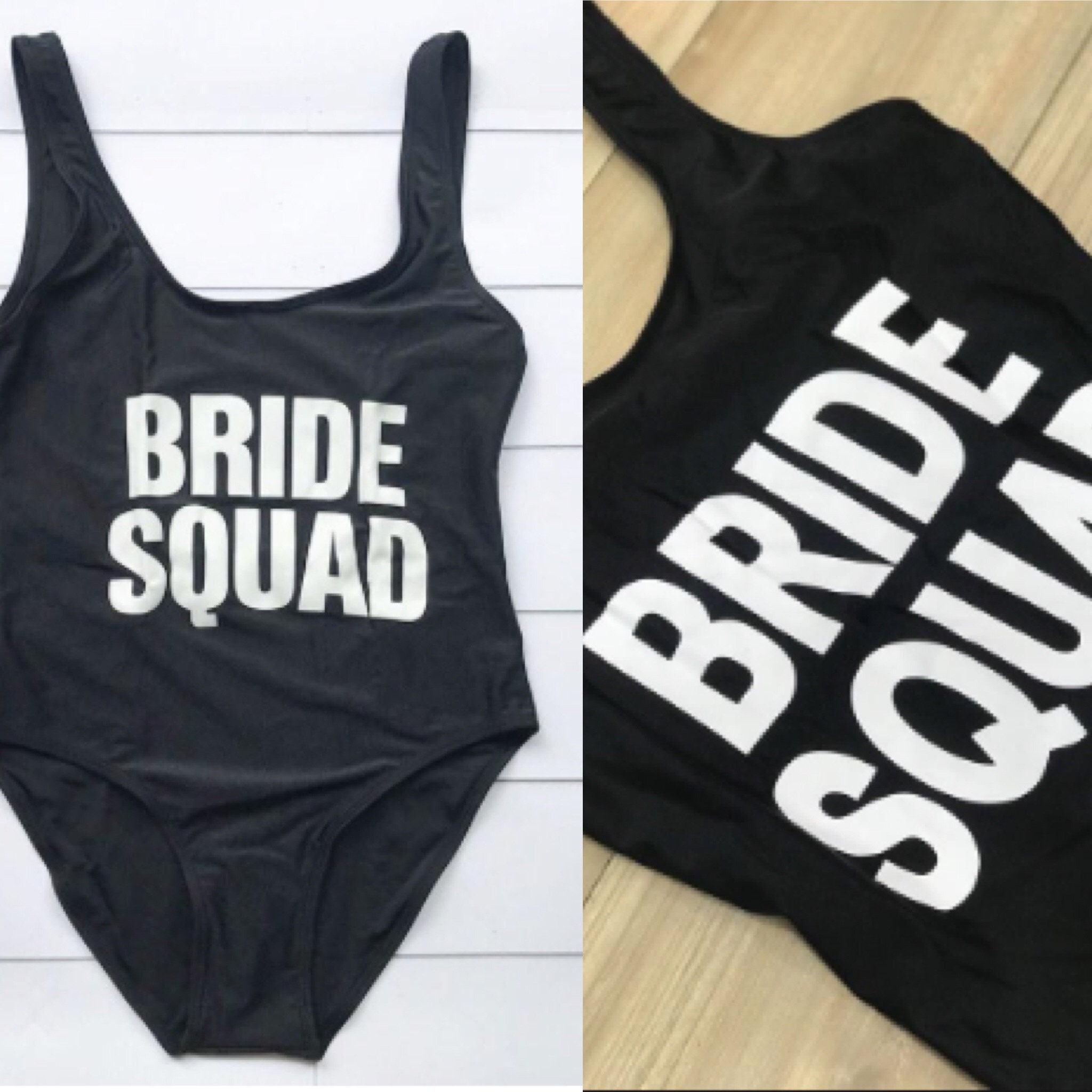 Ladies Bride Squad Bridesmaid Swimsuit Swimming Bathing Etsy